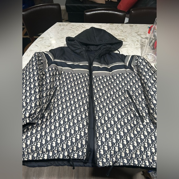 Dior | Jackets & Coats | Dior Reversible Blue And Ecru Oblique Quilted ...
